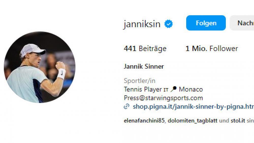 Millionen-Grenze überschritten: Sinner ist der Insta-Star