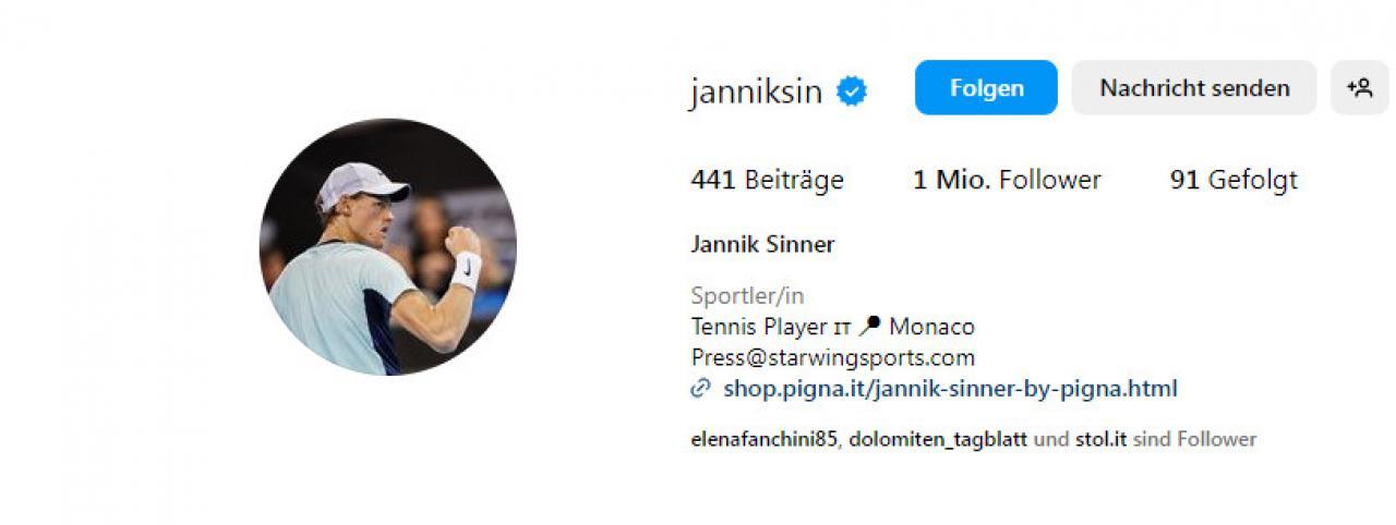 Millionen-Grenze überschritten: Sinner ist der Insta-Star - Tennis ...